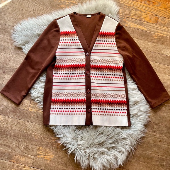 Vintage | Sweaters | 7s Geometric Lounge Cardigan | Poshmark